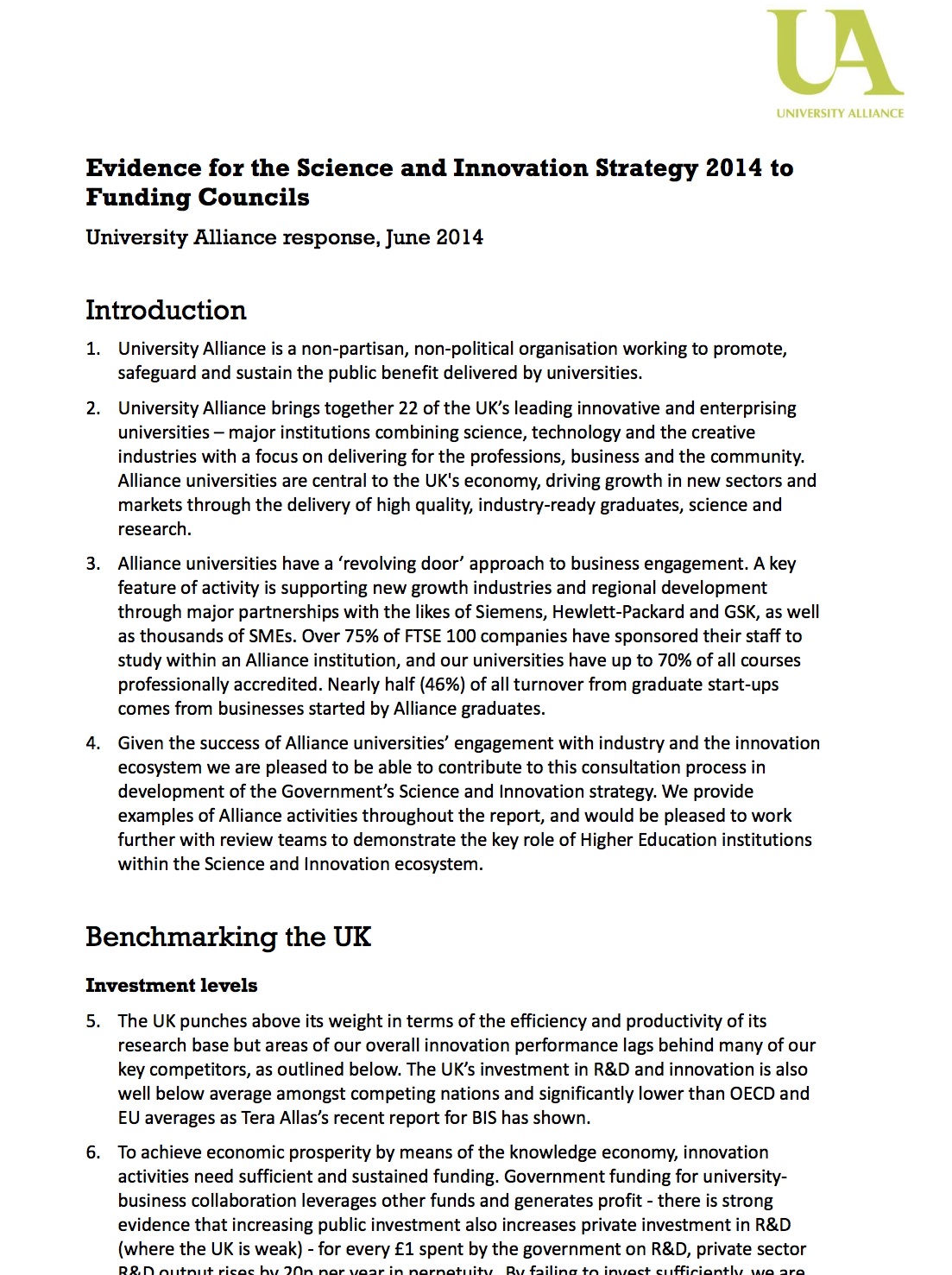 Evidence for the Science and Innovation Strategy 2014 to Funding ...